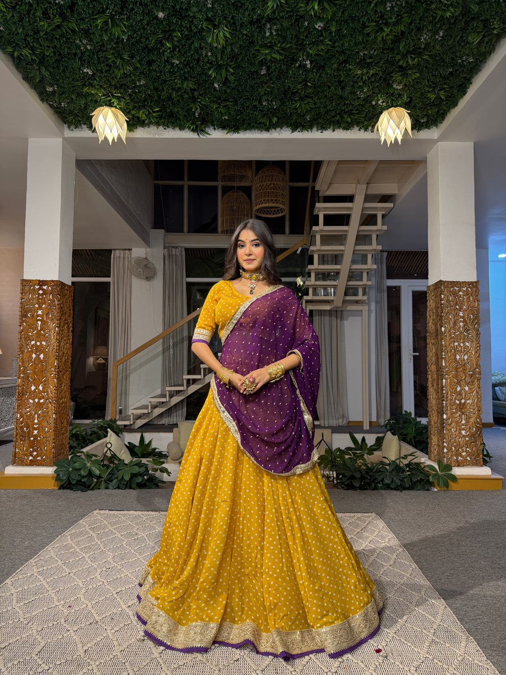 Vasant fulwari Bandhani Lehenga – Amaanyaa